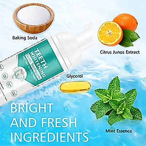 Teeth Whitening Toothpaste, 2 Pack Citrus Baking Soda Toothpaste, Foam Whitening Toothpaste, Ultra-fine Mousse Foam Deeply Cleaning Gums, Stain Removal