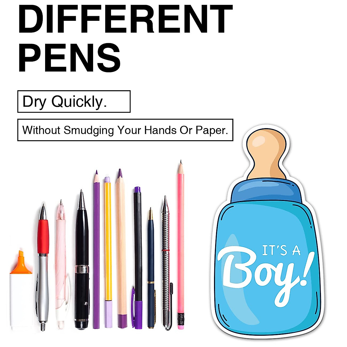 Ulazom It's a Boy Baby Shower Party Invitations Gender Reveal Feeder Shaped Fill-In Invitations with Envelopes Set of 15 Blue Baby Boy Invites Cards