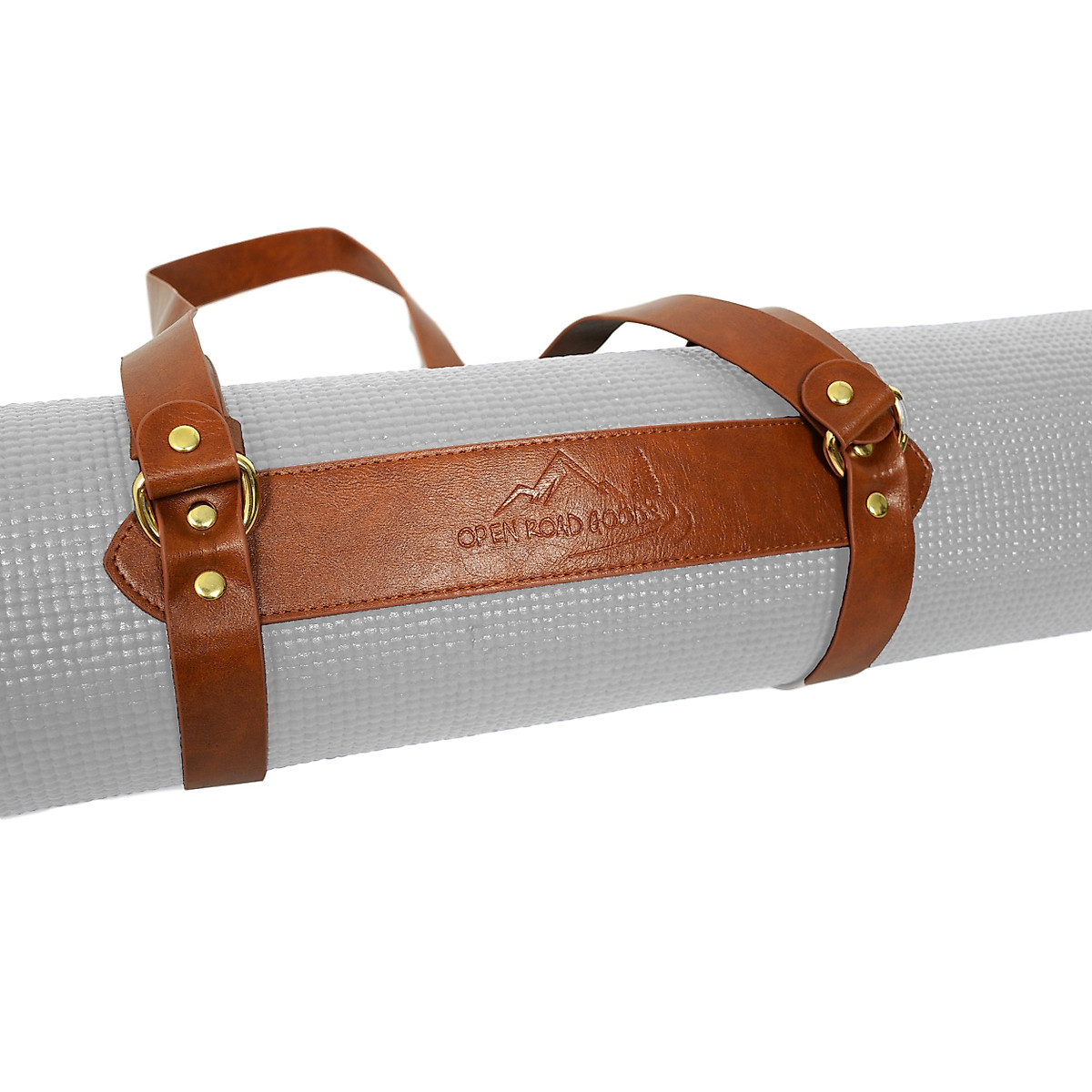 Open Road Goods Vegan Leather Yoga Mat Carrier Sling/Adjustable Blanket Strap/Faux Leather Bedroll Straps
