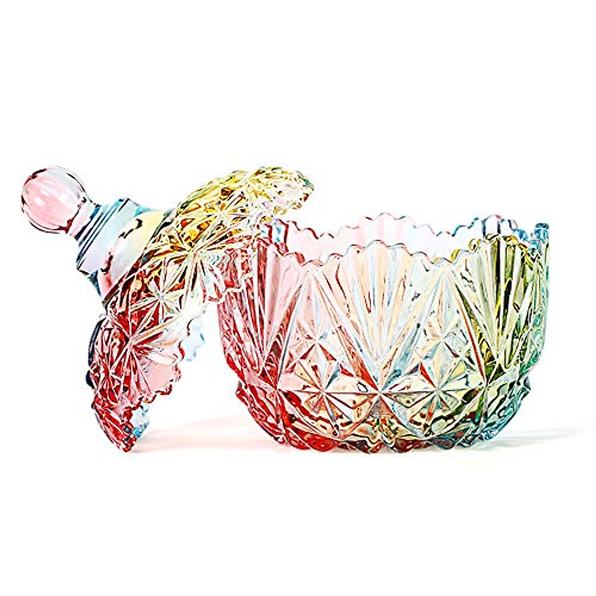 Danmu 1Pc Colorful Glass Storage Jar, Candy Jar with Lid, Cookie Jar, Jewelry Box Buffet Jar Biscuit Containers (260ml / 9oz)