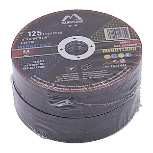 Merryland Cut Off Wheel 5 inch for Angle Grinder, Metal Cutting Wheel 5 X .045 X 7/8 Ultra Thin 50 Pack, Iron Stainless Steel Cutting Disc, Craft-Line C13081042