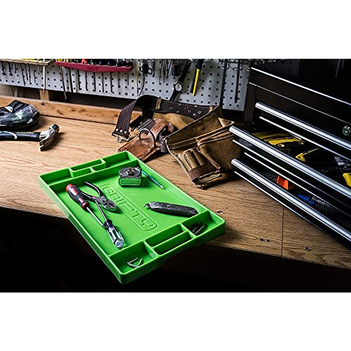 Gripty (Duo-Pack) | PREMIUM Silicone Tool Tray | Flexible | Multi Purpose Mat | Portable Tool Box Organizer | No Magnets | Easy Clean Up | (ORIGINAL Green)