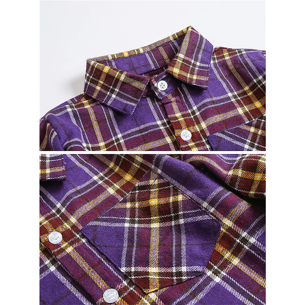 SANGTREE Mens Long Sleeves Flannel Plaid Button Down Shirt Tops Big & Tall, Purple， Medium