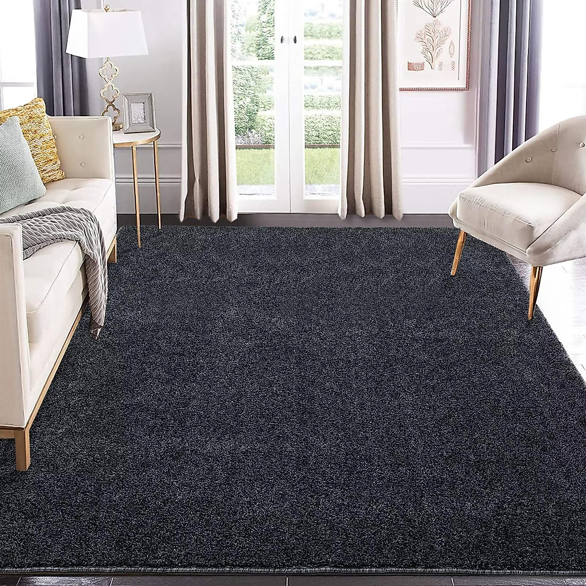 COZYLOOM 10x13 ft Extra Large Area Rug, Modern Soft Fluffy Rug for Living Room Dorm Kids Room Non-Slip Plush Floor Carpet Large Shaggy Rug for Bedroom Nursery Home Office Accent Floor Carpet, Charcoal