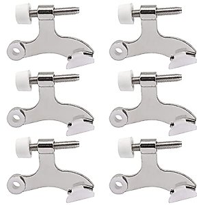 GDFYMI Hinge Pin Door Stopper, Adjustable Heavy Duty Door Stop, with White Rubber Bumper Tips (6 Pack, Brushed Nickel)