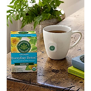 Traditional Medicinals Organic EveryDay Detox Dandelion Herbal Tea, Supports Liver & Kidney Function, (Pack of 4) - 64 Tea Bags Total