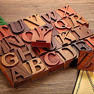 PATIKIL Letter Stamps Wood Rubber Stamp, Character C Vintage Alphabet Stamps Set Wooden Stamp Stamper for Card Making DIY Crafting Scrapbooking, Brown