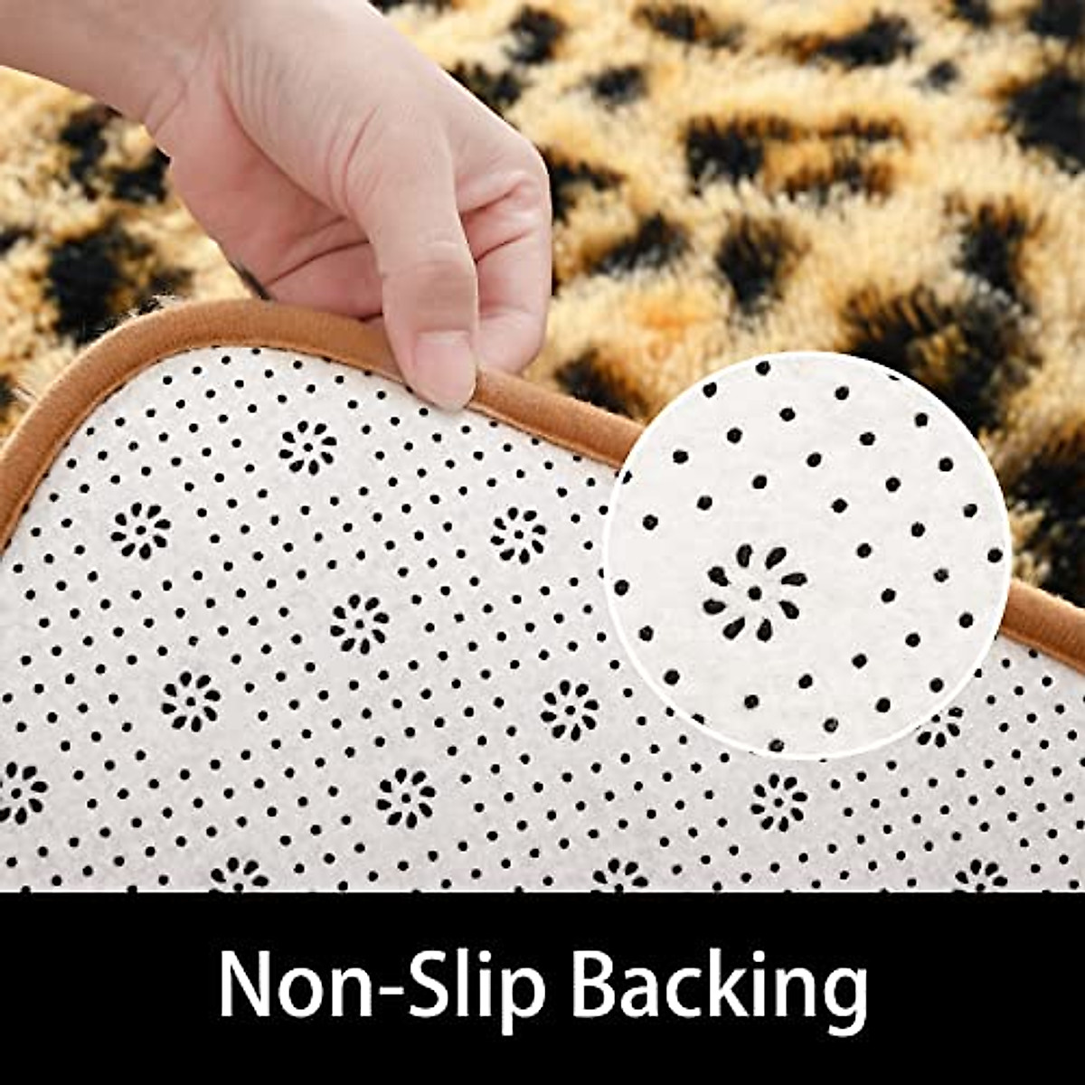 Amearea Fluffy Leopard Rug, Premium Cheetah Print Rugs, Soft Comfy Faux Fur Animal Print Carpet for Kids Room Bedroom, Living Room, Shaggy Teen Room Home Decor, Khaki 4x6 Feet