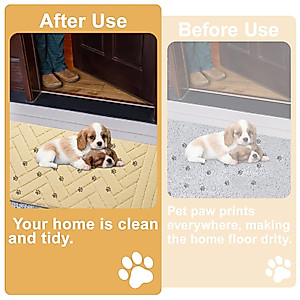 Tindbea Dog Mat for Muddy Paws,Absorbs Moisture Dirt Non-Slip Washable Mud Mat for Dogs,Soft Rubber Backing Front Inside Pet Rug for Entryway, Mud Dog Paws, Patio(24"x35", Blue)