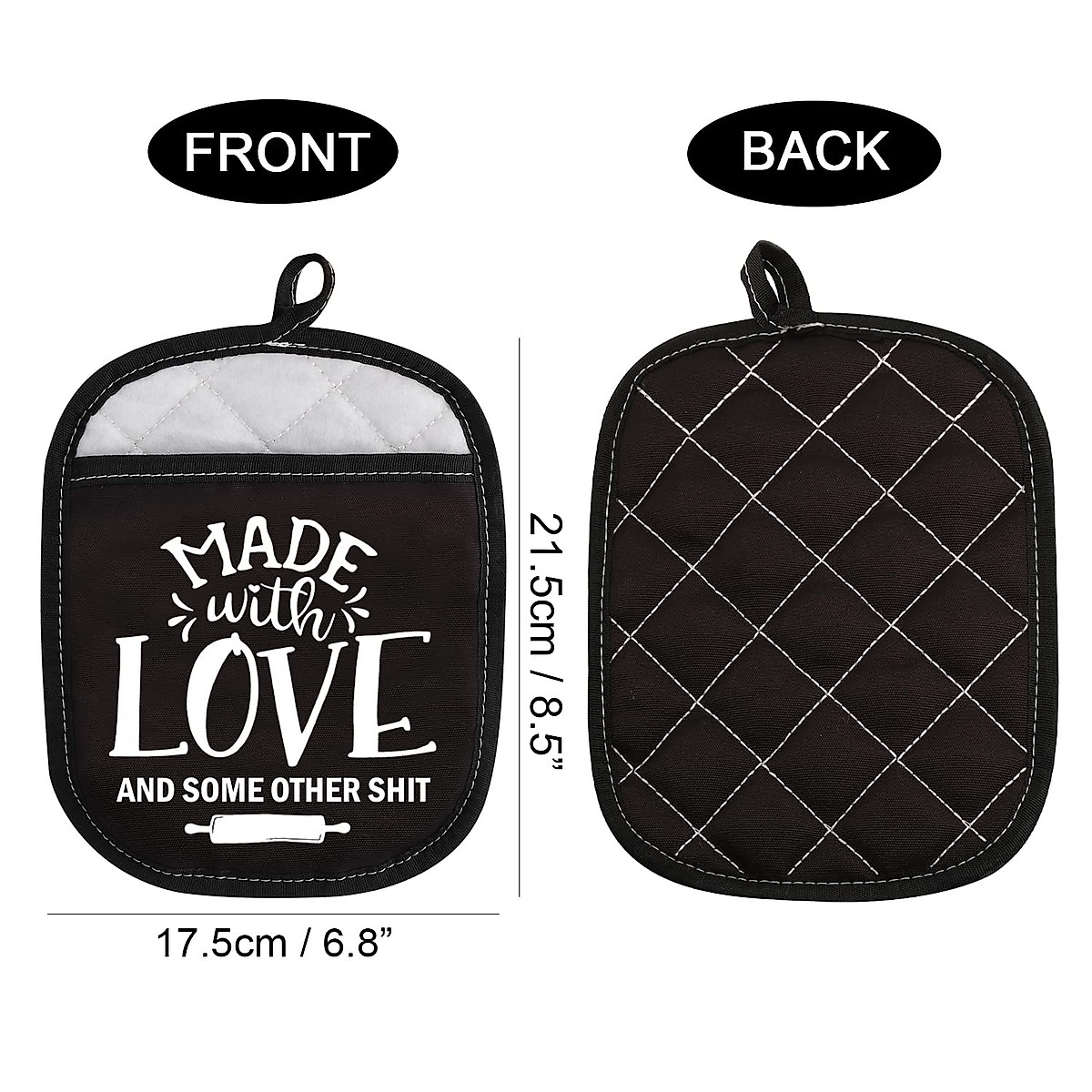 Funny Baking Gift Made with Love and Some Other Shit Oven Pads Pot Holder with Pocket (Made with Love)