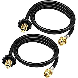 Propane Adapter Hose 5FT 1lb to 20lb POL Male Hose Compatible with Buddy Heater, Coleman Stove, Portable Grill,1lb Male Throwaway Cylinder Thread CGA600 Outlet to 5-100lb Tank CSA Certified 2Pack