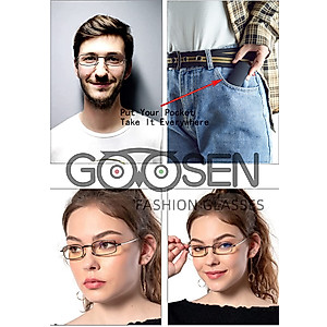 GOOSEN 3-Pack Reading Glasses Men Women, Pocket Wallet Purse Compact Hard Cases Folding Readers, Blue light Glasses Spring Hinge 2.0 x