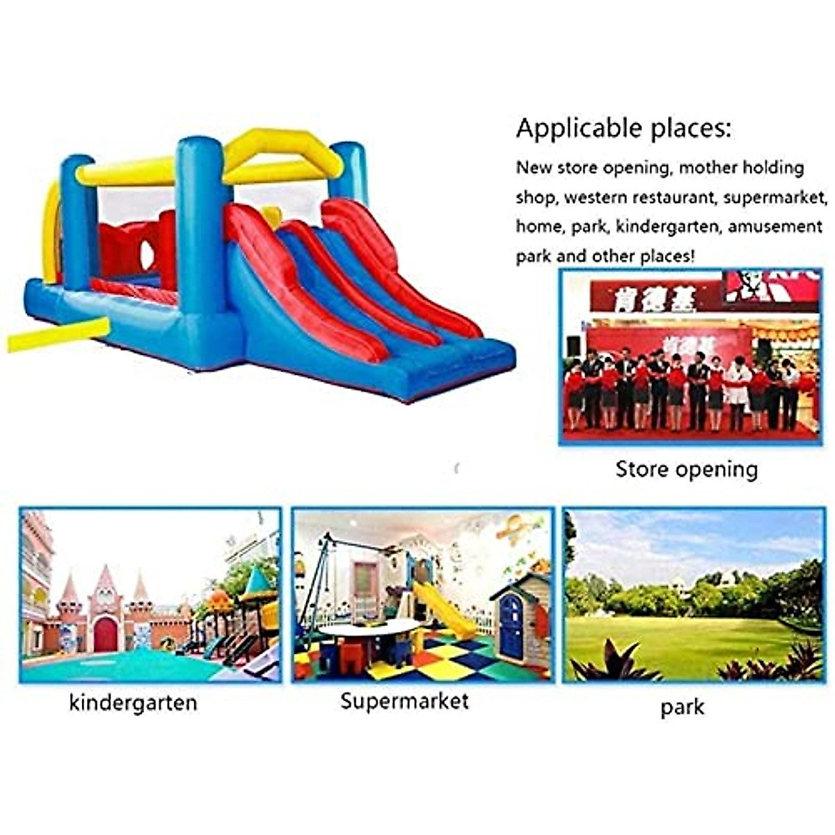 Inflatable Castle and Slide, Trampoline Children S Indoor and Outdoor Jumping Bed Kindergarten Small Square Toys Playground 560 * 255 * 190Cm