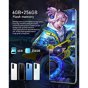 SANSHREUNI K60 Unlocked Cell Phones, 6GB+256GB Android 13 Unlocked Phone, 6.7" Screen+ Display 120HzD, 64MP Camera, Octa-Core CPU, 5500mAh Battery, GPS, AI Face, Dual SIM 5G Phone (Blue)