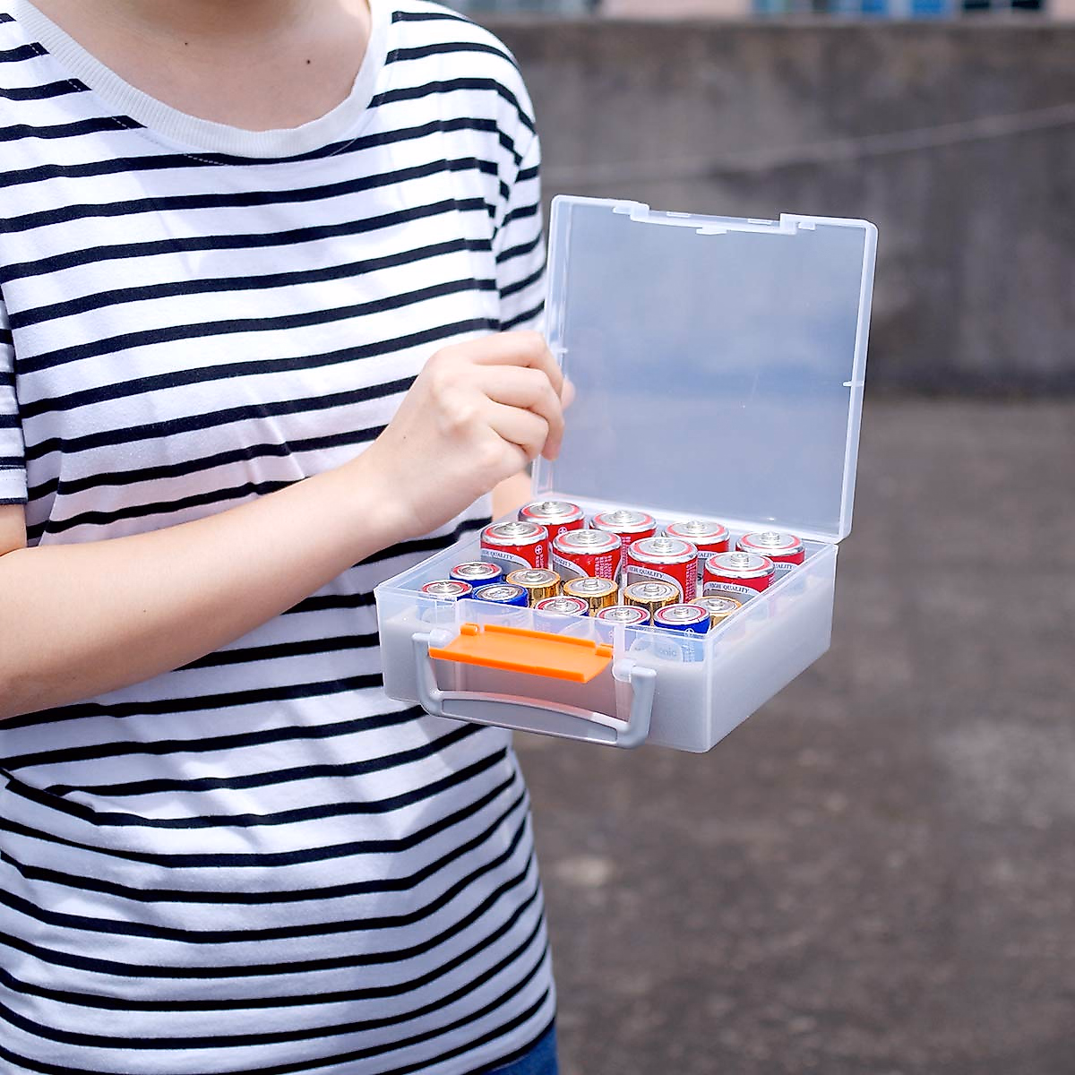 MINIMALL Battery Organizer Storage Box, Garage Case Caddy Holder for 8* D, 10* C Cell Batteries (Bag Not Include Batteries Pack)
