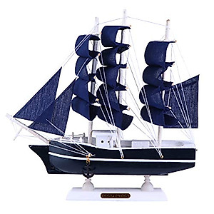 1Pc Coastal Table Decoration Miniature Sailing Boat Model Wooden Ship Models Handmade Vintage Nautical Sail Ship for Tabletop Home Decor- Large Boat Statue A Sailing Ship Sculpture