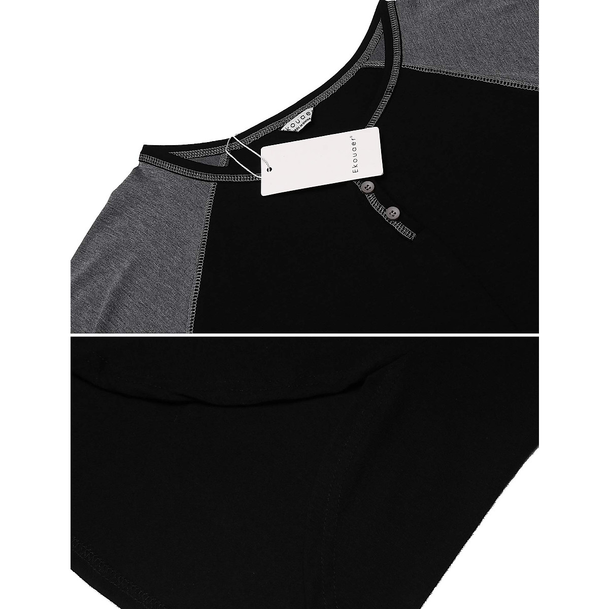 Ekouaer Plus Size Nightshirts Men's Short Sleeve Nightwear Long Lightweight Kaftan Sleep Tops (Black,XXL)