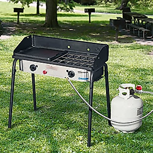 Kohree 8 FT High Pressure Propane 20 PSI Adjustable Regulator with Hose Stainless Steel Braided QCC-1 Type Connection for Turkey Fryer, Firepit, Newer U.S. 5-40lb Propane Gas Tanks, Cooker