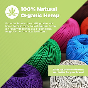 Bean Products Hemp Twine - High Tensile Strength and Durable - Made with 100% Hemp - Perfect for Jewelry, Arts & Crafts, Decoration, Cooking - 1MM, 100G/430 Ft. - 20 lb. Test Strength - 12 Pack