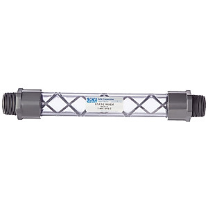 Koflo 1-40C-4-6-2 Clear PVC Schedule 40 Pipe Static Inline Mixer; 1" NPT(M), 6 Elements