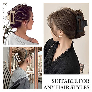 Beauty.H.C Large Nonslip Matte Neutral Claw Hair Clips for Thick, Thin or Curly Hair - 8 Strong Hold Jumbo 4.1 Inch Jaw Clips for Women and Girls