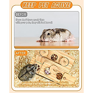 MWAOWM Guinea Pig Foraging Toys, 6 in 1 Hamsters Wooden Interactive Enrichment Toys, Treat Dispenser for Small Animal Funny Toys, for Rabbits, Bunny, Chinchillas, Rats and Gerbils