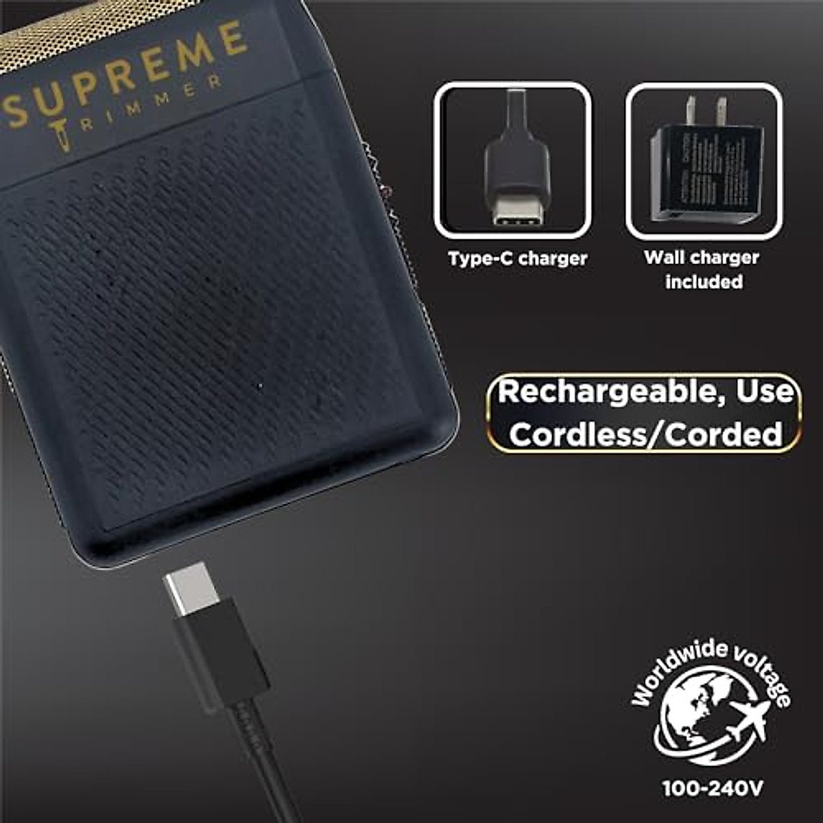 Supreme Trimmer SOLO | STF101 Single Foil Shaver |150 Min Runtime | USB-C Pocket Shaver for Barbers, Travel or Home use | Black