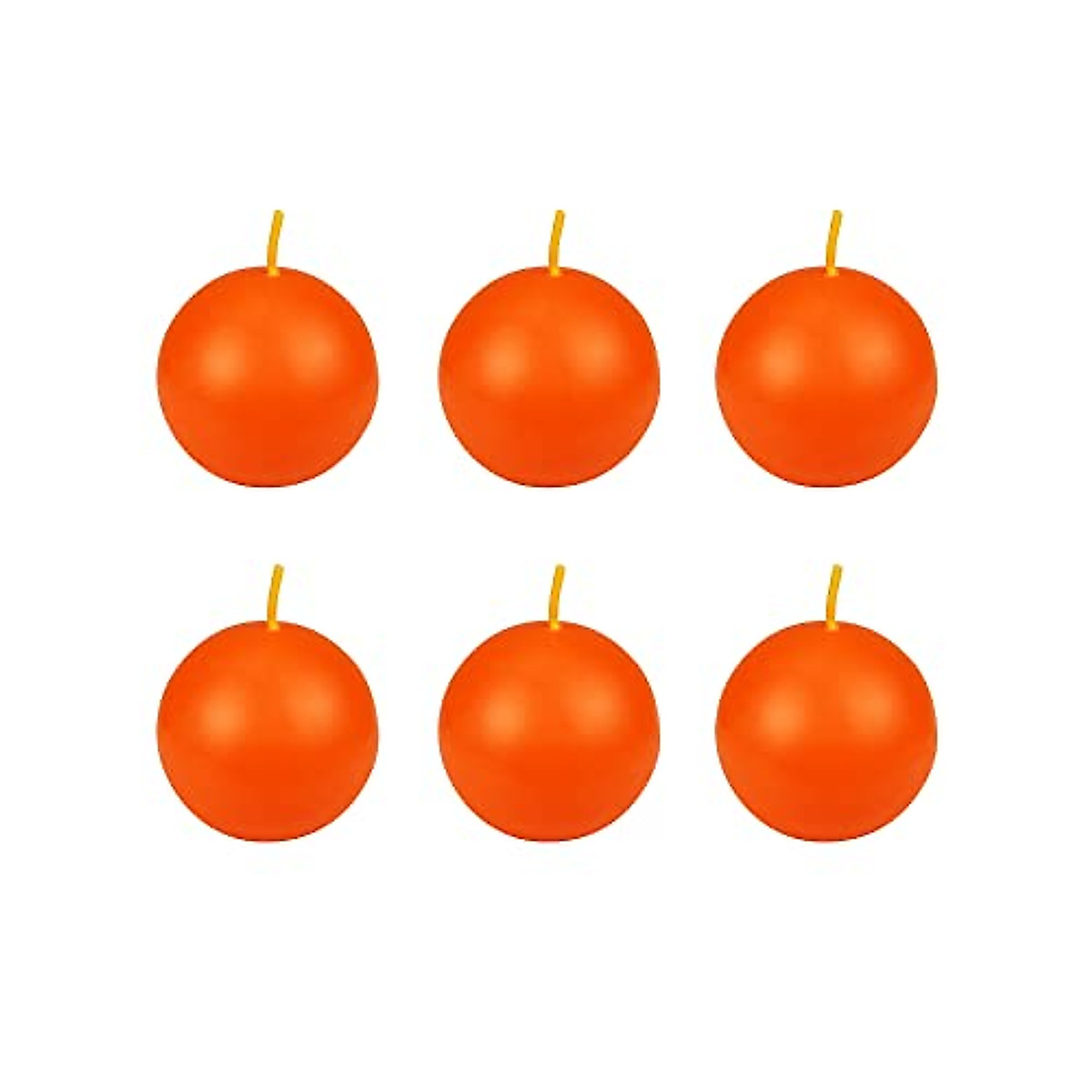 Zest Candle 6-Piece Ball Candles, 3-Inch, Orange