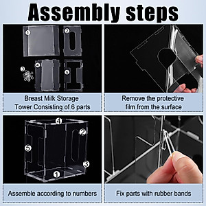 Domensi 4 Pcs Breast Milk Storage Tower Breast Milk Freezer Storage Organizer for Milk Freezer Bags Clear Breastmilk Storage Container Reusable Breastfeeding Accessories Fridge, 8.3 x 8.3 x 5 Inch