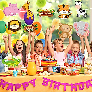 Sumind Jungle Animal Theme Party Supplies Woodland Animal Cutouts Banner Jungle Party Decorations Welcome Jungle Party Door Signs for Baby Shower Family Reunion School Party Decorations
