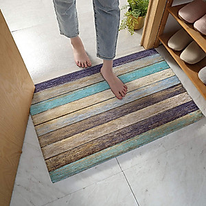 Door mat Floor Door Mats Carpet Rustic Farm Vintage Brown Plank,Non Slip Super Soft Bath Rugs Country Retro Farmhouse Wood Grain,gy Fuzzy Area Rug for Kitchen/Bathroom/Bedroom/Living Room 18x30In