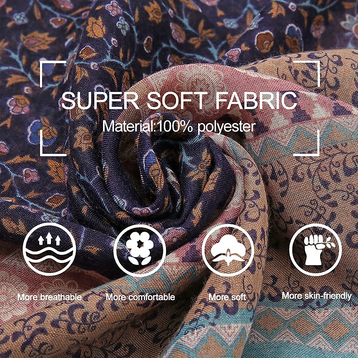 Yeieeo Lightweight Women's Fashion Floral Boho Soft Blanket Oversized Fringed Scarf Wraps Shawl(Floral 10)