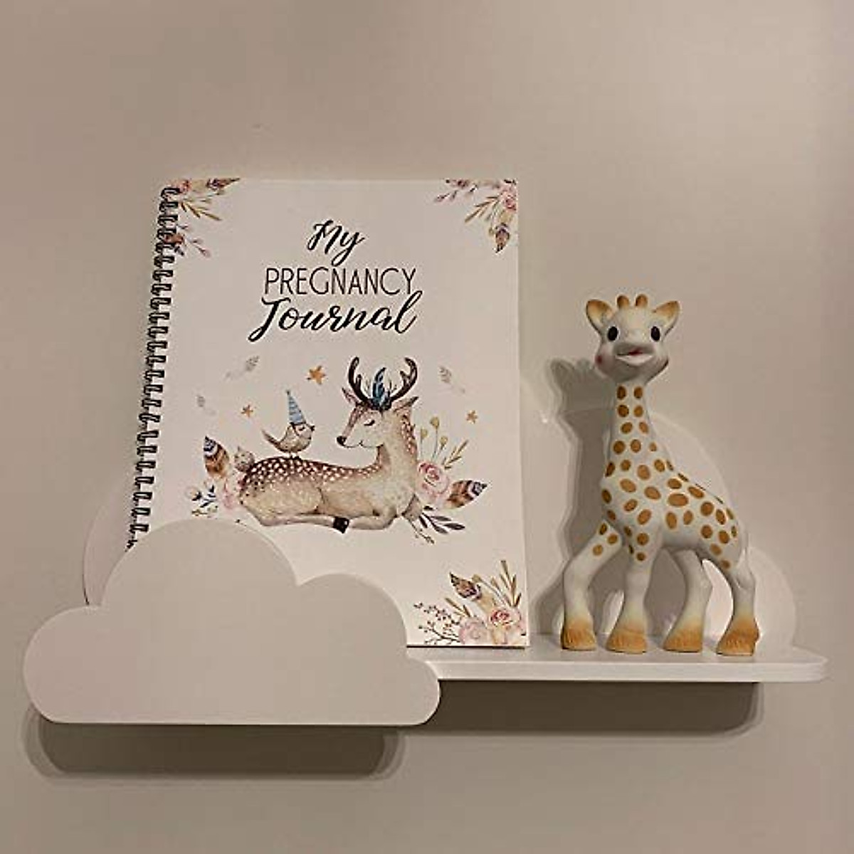 Happy Woody Set of 2 Cloud Wall Shelves for Nursery/Wooden Floating Shelf/Baby Room Decor/Nursery Room Decoration/Kids Room Wall Decor/Gift Set (White)