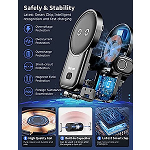 Wireless Car Charger, BENBOAR 15W Fast Charging Kharly Car Phone Holder, [Hug me] Astronaut Smart Sensor Auto-Clamping Phone Mount Car Air Vent Stand for iPhone Samsung Google LG etc Smartphones,Black