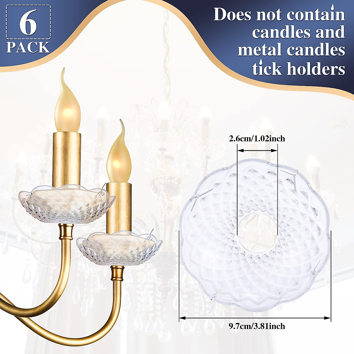 Bonuci 6 Pcs Chandelier Bobeche 4 Side Holes 4 Inch Chandelier Clear Bobeche Lamp Elegant Chandelier Parts Cups for Hanging Chandelier Wedding Birthday Party Decor(Plastic, Classic Style)