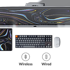 Keychron K8 87 Keys Tenkeyless Hot-swappable Wireless Mechanical Keyboard, Multitasking, Type-C Wired, White LED Backlight Bluetooth Gaming Keyboard for Mac Windows with Gateron Optical Blue Switch