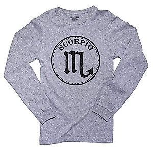 Hollywood Thread Scorpio Zodiac Sign - Classic Stamp Print Men's Long Sleeve T-Shirt Grey