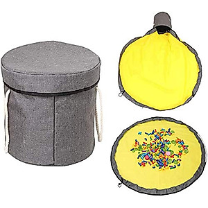 Toy Storage Basket and Play Mat Quick Storage Bag Collapsible Durable Basket- Prize Box, Reward Box, Treasure Chest for Baby/Kids/Toddlers In Toy Room, Classroom(gray)