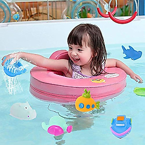 INNOCHEER Baby Bath Toys for Water Table, Toddler Water Toys with Bath Toys Stacking Cups, Quick Dry Organizer Net, 13 Pcs Early Educational Toy for Bathtub Game, Beach and Pool Party