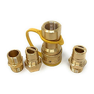 1/2" QDD LP Gas Quick Connect/Disconnect Connector Kit [18654] Solid Brass Dust cover 1/2" NPT Male x QC insert,1/2" NPT Female x QCC Insert Male Nipple 1/2" NPT Natural Gas Propane Fitting Connector