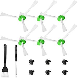 Gusnilo 6 Side Brush Replacement Accessories for irobot Roomba i/e Series Robotic Vacuum Cleaner E5 E6 i3 i3+ i7 i7+ i6 i6+ j7 j7+ Replacement Parts Kit with 6 Screws 1 Screwdriver 1 Small Brush