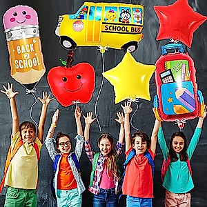 Back to School Decorations Balloons, Big Back to School Party Decorations Set, School Themed Cartoon Foil Balloons, First Day of School Decorations Pack of 6, Welcome Back to School Party Decor