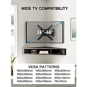 Pipishell Full Motion TV Wall Mount for 26-60 inch Flat or Curved TVs up to 77 lbs, TV Bracket Wall Mount with Articulating Arms, Extension, Tilt, Swivel, Leveling, Max VESA 400x400mm, PIMF7