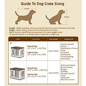 Zakkart Dog Crate Furniture for Large Dogs Up to 60 lbs. - Barn Door Puppy Kennel w/Thickened Farmhouse Top & Metal Bars - 37'' Wide - White Decorative Modern Dog Crate Table, End Table, Nightstand