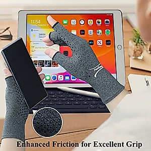 2 Pairs Arthritis Gloves for Pain Relief, Compression Gloves for Arthritis, Carpal Tunnel, Osteoarthritis, Joint, Typing, Driving, Fingerless Hand Gloves for Women Men (Grey1+Pure Black1, Medium)