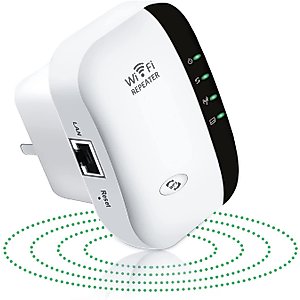 HomeSweety WiFi Extender, Wireless Signal Repeater Booster Up to 6000 sq.ft & 25 Devices, Range Long Amplifier with Ethernet Port, Access Point, 1-Tap Setup, Alexa Compatible N300 Upgraded, black