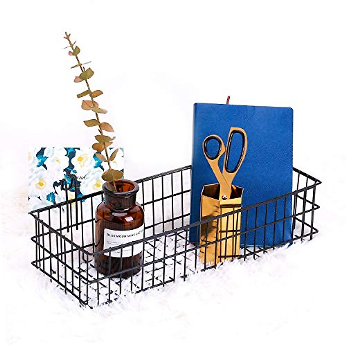 Kaforise Hanging Basket for Wire Wall Grid Panel, Multi-Function Wall Storage and Display Basket, Flower Pots Shelf Balcony Plant Storage Holder, Extra Large Size ,15.7"×5.9"×3.9",Black