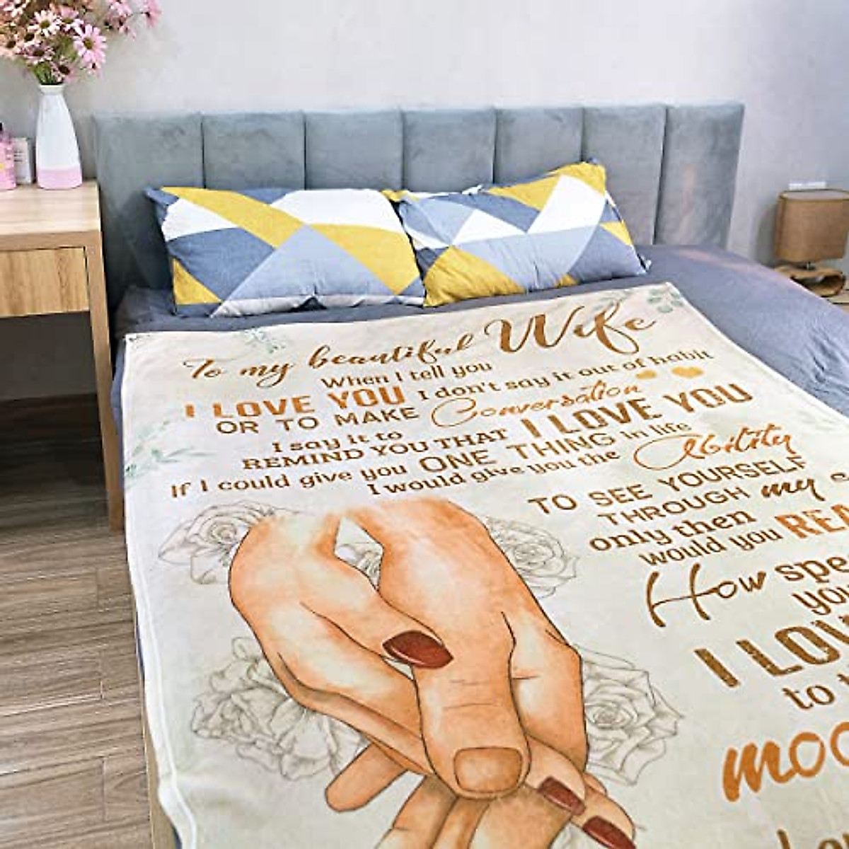 JOLOCHILL Gifts for Wife, to My Wife Blanket Mother's Day Wedding Anniversary Christmas Romantic Gifts for Her, Wife Birthday Gift Ideas, Presents for Her, Gifts for Wife Blanket 60x80