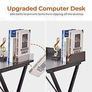 Alecono Black Desk 47'' Writing Computer Desk for Home Office Small Spaces Modern Study Sturdy PC Gaming Table, Black Wood