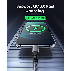 AZPPANXI 20 FT USB C Cable, Extra Long USB C Cable Fast Charging |𝐏𝐫𝐞𝐦𝐢𝐮𝐦 𝐃𝐮𝐫𝐚𝐛𝐥𝐞| Nylon Braided USB A 2.0 to Type C Cable Charger Cord Compatible with Moto LG Pixel and More, Gray